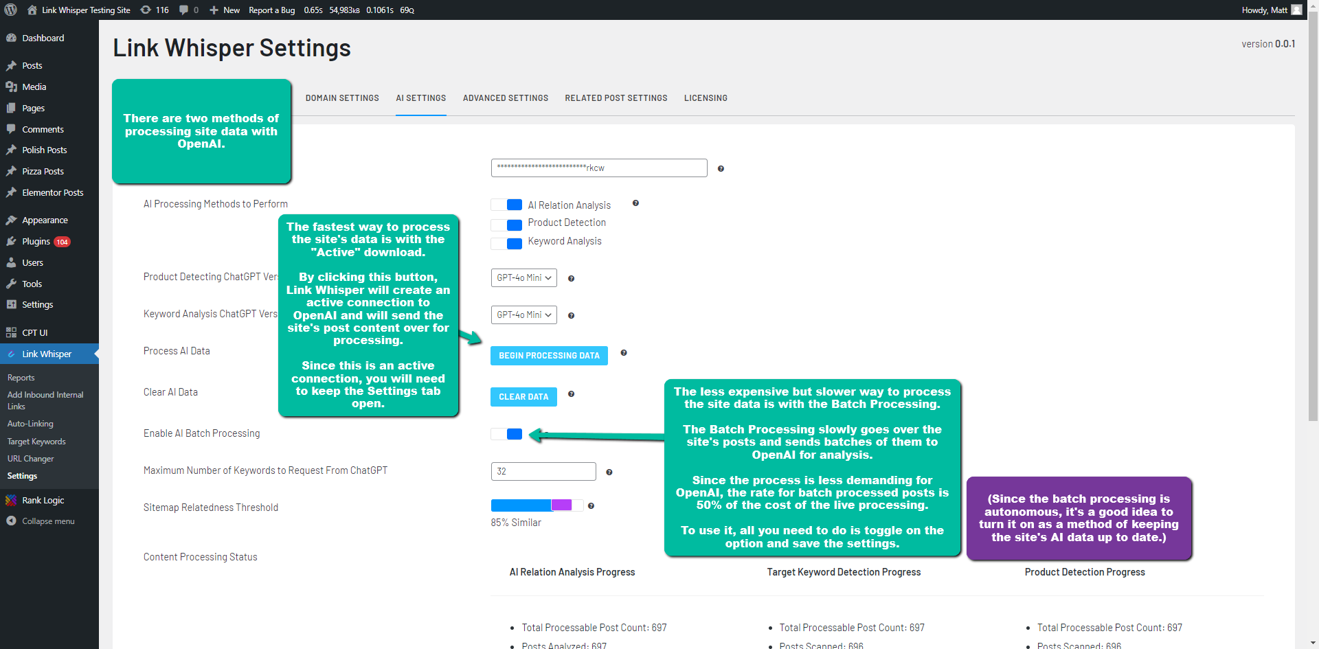 How do I have OpenAI process my site's data? - Link Whisper